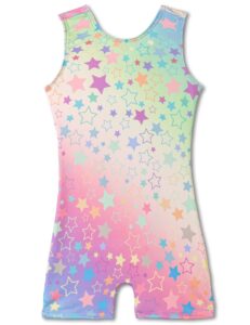 toddler gymnastics leotards for girls size 18 months 1t 2t sleeveless tank rainbow star gym practice outfits tumbling biketard