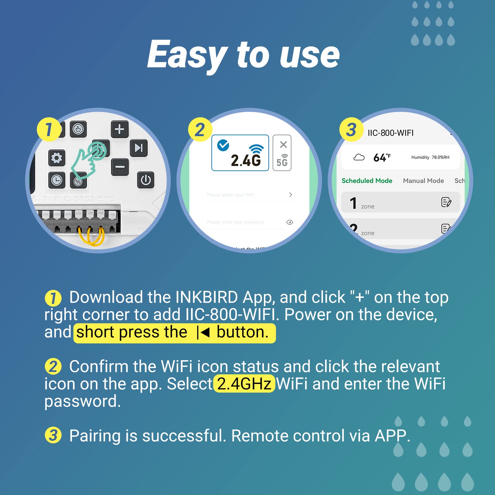 Inkbird Smart Sprinkler Controller WiFi 8 Zone, Indoor Irrigation System Controller, 8 Station, Remote Monitoring, Seasonal Adjustment