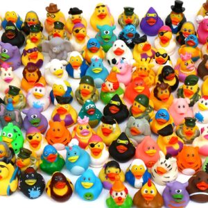 XY-WQ 100 Pack Rubber Duck for Jeeps Ducking - 2.3 Inch Bulk Floater Duck for Kids - Baby Bath Toy Assortment - Party Favors, Birthdays, Bath Time, and More (50 Varieties)