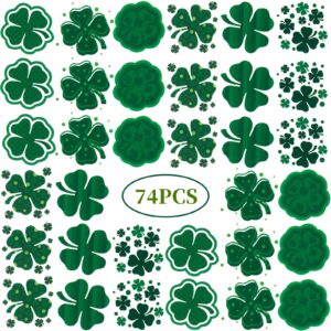 74 sheets st. patrick's day tattoos stickers, include st. patrick day stickers, shamrock tattoos and green temporary tattoos, lucky clover temporary tattoos for party favors accessories or irish party