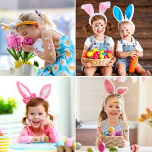 QUCHENG Kids Easter Temporary Tattoos Egg Rabbit Body StickersCartoon Tattoos Waterproof Partywind Bunny Party Accessories Girls Boys 10 sheets (Type A)