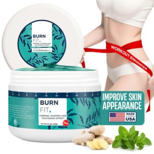 body gel – anti cellulite cream by burn fit for belly & body, belly firming and tightening cream, non-sticky cold & hot cream for cellulite, skin firming body lotion for smoother skin - 8.5 oz.