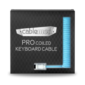 CableMod Pro Coiled Keyboard Cable (Glacier White, USB A to USB Type C, 150cm)