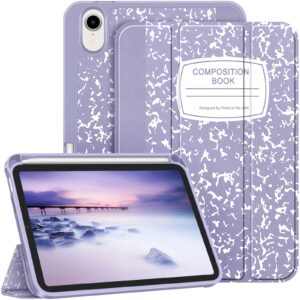 fintie slimshell case for ipad mini 7 (a17 pro) 2024 / ipad mini 6 2021 - [built-in pencil holder] soft tpu protective stand back cover for ipad mini 7th/6th generation 8.3 inch, composition lilac