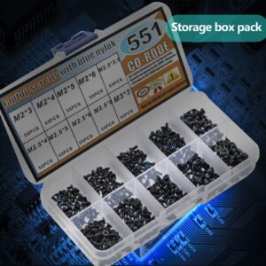 CO-RODE 551pcs Laptop Screws Kit, Notebook Computer Screw Set w/Blue Glue,Screw Driver, for SSD Motherboard Fan Power Graphics Hard Drive