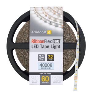 armacost lighting ribbonflex pro led tape light, bright white (4000k), 60leds/m, 32.8' (10m) 24v (155250)