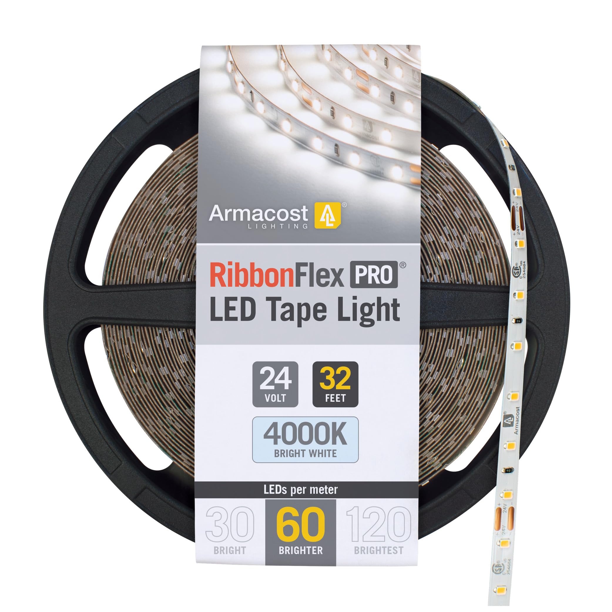 Armacost Lighting RibbonFlex Pro LED Tape Light, Bright White (4000K), 60LEDs/M, 32.8' (10M) 24V (155250)