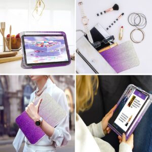 TIMISM for iPad Mini 7 A17 Pro Case, iPad Mini 7th/6th Generation Case (2024/2021), with Pencil Holder, Glitter Sparkly Leather Cover Clear TPU Back, Trifold Stand Folio Smart Case, Gradient Purple