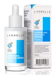 lanbelle supernatural moist lock deep hydrating ampoule 1.69 fl highly concentrated soymilk biome, ultra-low molecular hyaluronic acid for dry and dull skin