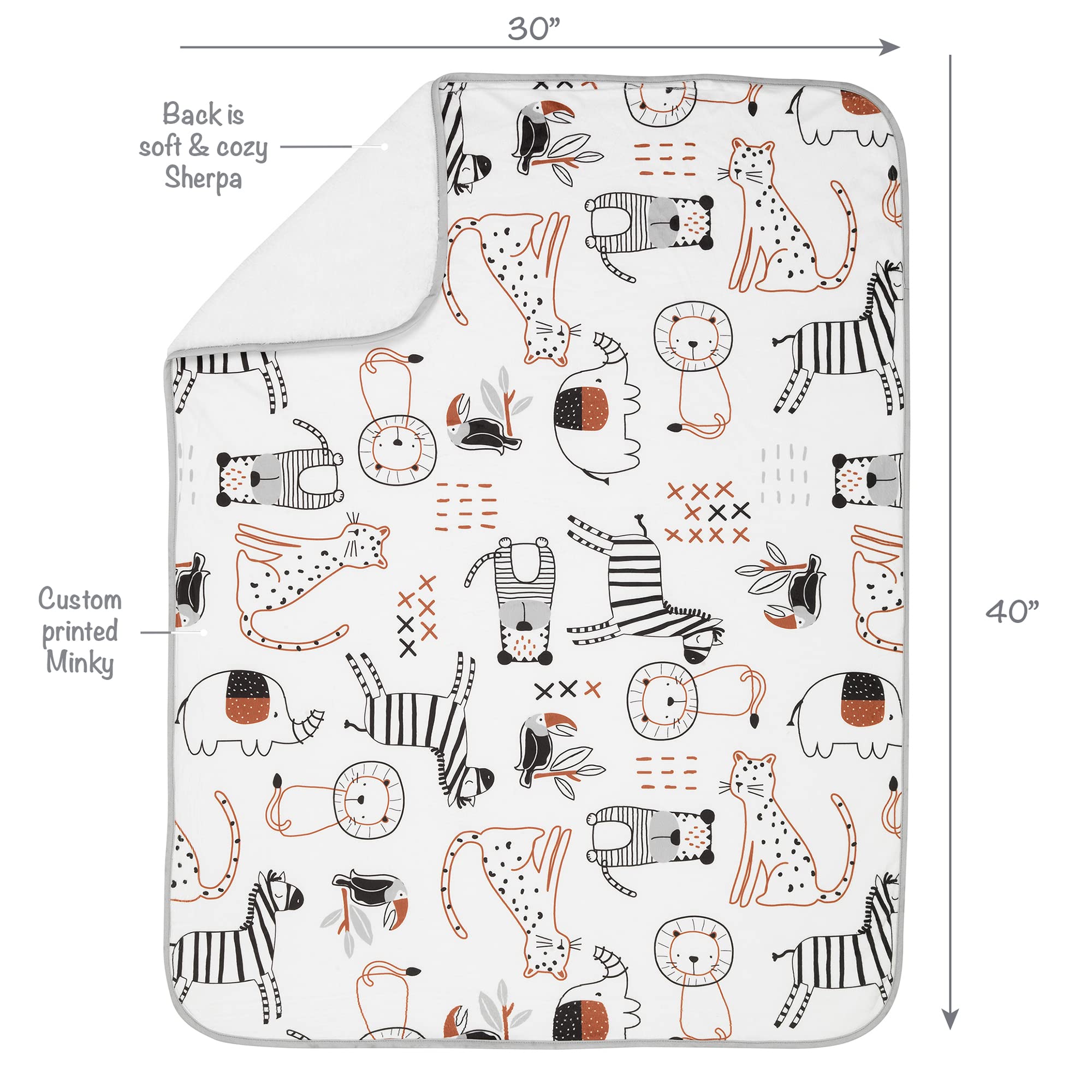 Lambs & Ivy Jungle Baby Blanket 718034 White