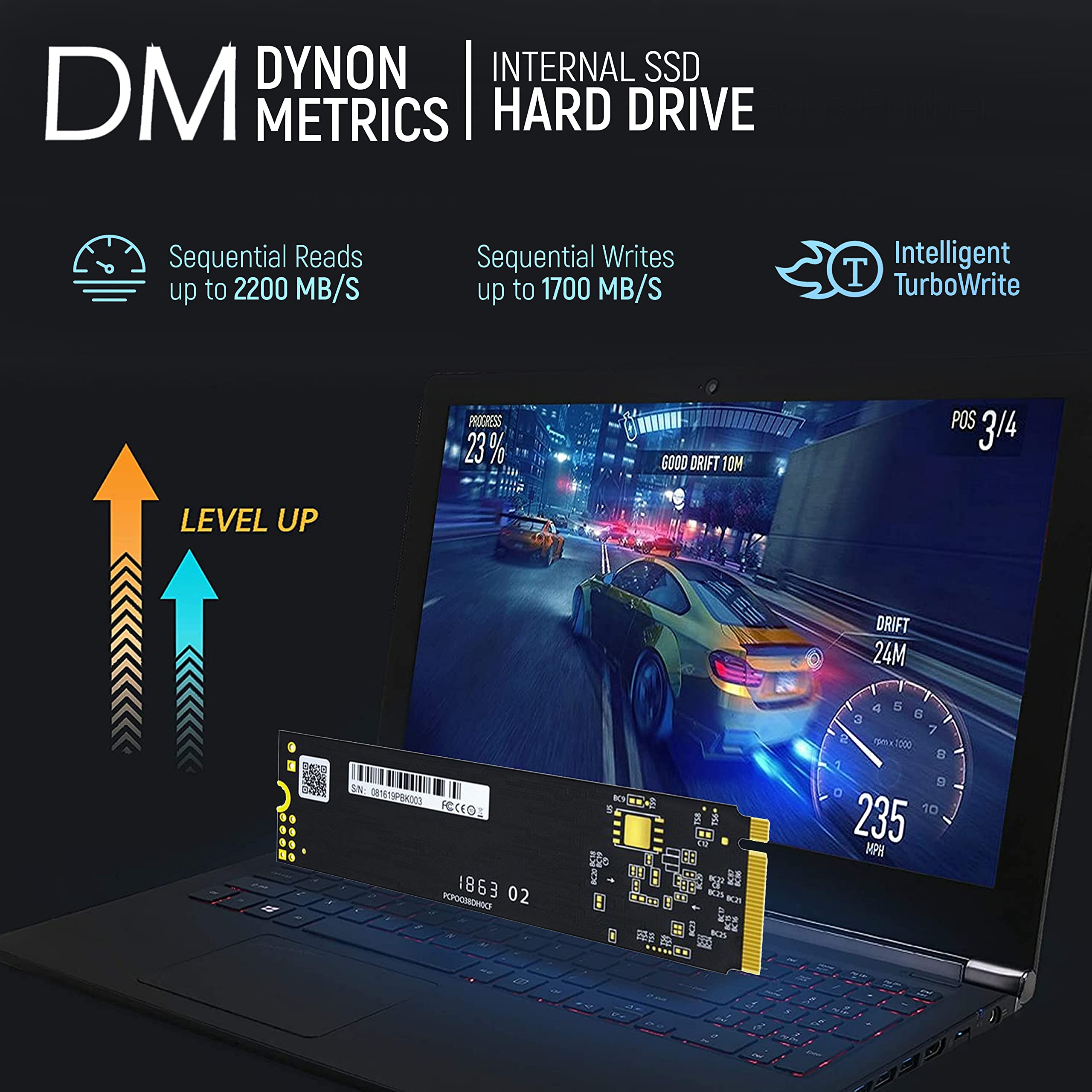 Dynon Metrics PCIe NVMe M.2 Internal SSD Hard Drive – NVMe1.3 Standard Internal SSD Board – Fast Speed Data Transfer – Compact Internal Solid State Drive – 4 Flash Drive Memory Channels - 256 GB