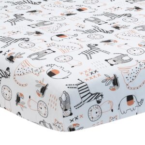 lambs & ivy patchwork jungle cotton fitted crib sheet, multicolor, (718006b)