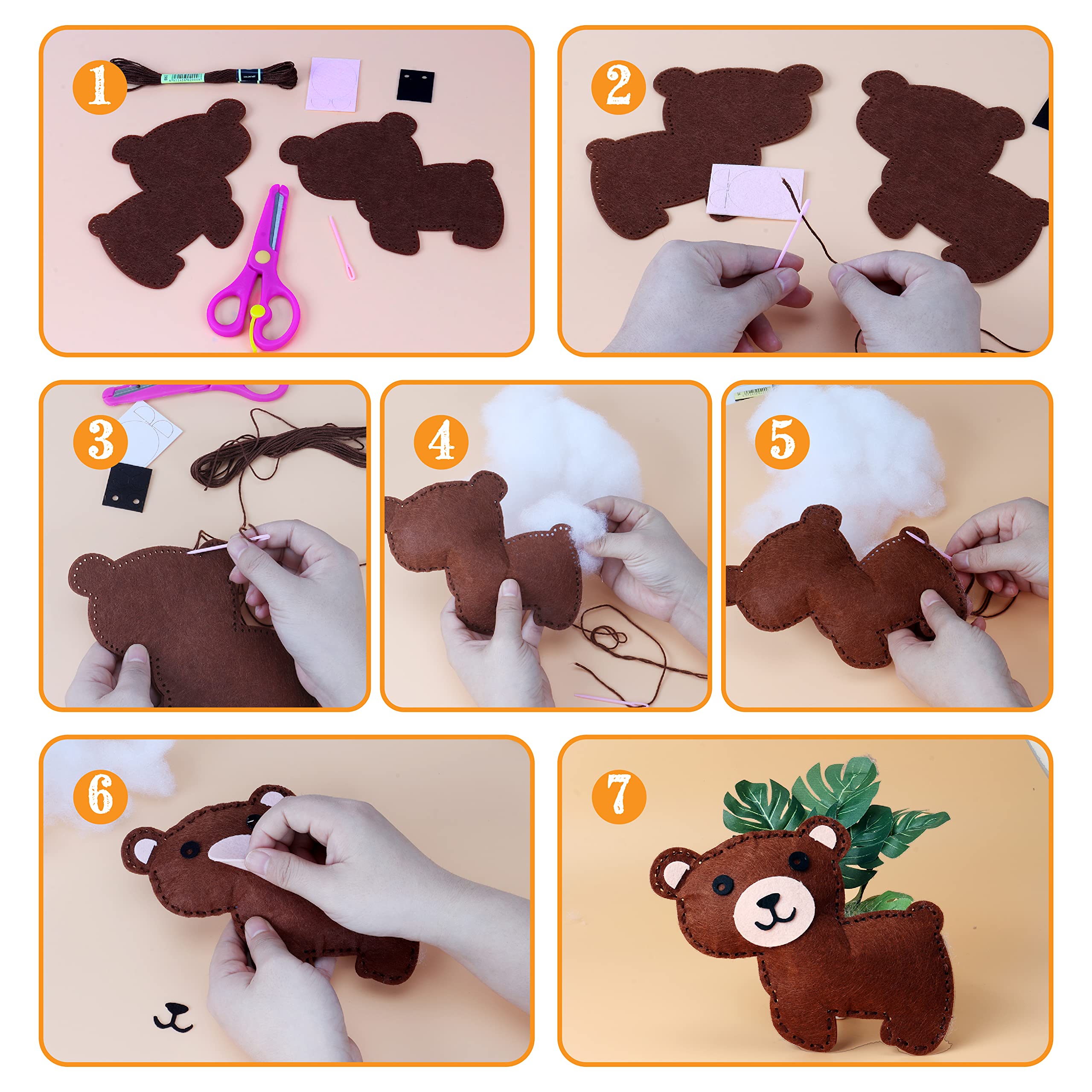 Sew Mini Animal Plushies Craft Kit for Kids – Sew and Stuff 12 Animal Themed Mini Plushies for Girls, Sewing Craft for Beginners, Learn to Sew Arts and Crafts Set, Pre-Cut and Pre-Punched Sewing Kit