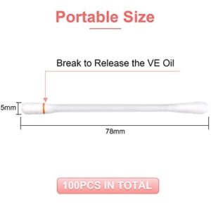 100PCS Vitamin E Stick Swab, Kugge Disposable VE Lip Oil Q-tip with Free Storage Case, for Teeth Whitening, Lip Moisturizing and Anti-Allergy for Gum