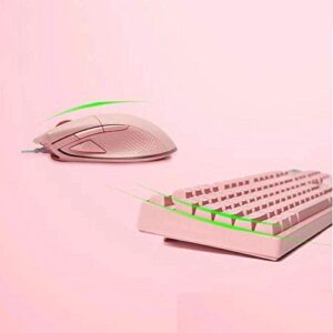 WuyUesun Gaming Keyboard and Mouse Set Optical Magnetic Mechanical Keyboard Mouse USB Headset, Pink