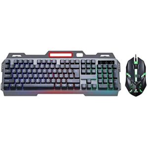 yxhs rgb gaming keyboard and backlit mouse combo,usb wired backlit keyboard,led gaming keyboard mouse set for laptop pc computer game and work