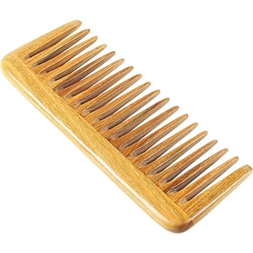 Onedor Handmade 100% Natural Green Sandalwood Hair Combs - Anti-Static Sandalwood Scent Natural Hair Detangler Wooden Comb (Extra Wide Tooth Pocket Comb)