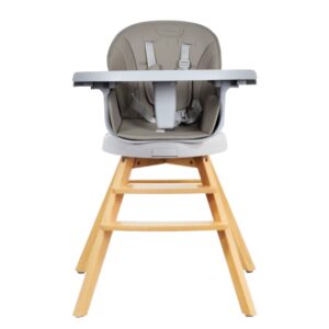 Bebehut 360° Swivel Baby High Chair for Infants and Toddlers, Solid Beech Wood Frame, Dishwasher Safe Tray & Tray Insert (Cappuccino)