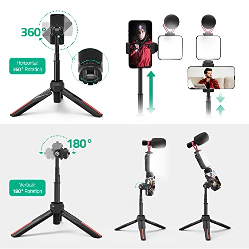 Smartphone Video Vlogging Kit with LED Light, Phone Holder, Microphone, Tripod, Carry Bag, TECELKS YouTube Starter Kit for iPhone/Android, Content Creator Kit for Video Recording Vlogging(Black)