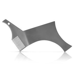 duisger beard shaper stencil stainless steel beard shaping guide & styling tool for perfect line up & edging works with beard trimmer or razor for beard & facial hair, silver