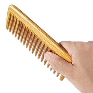 Onedor Handmade 100% Natural Green Sandalwood Hair Combs - Anti-Static Sandalwood Scent Natural Hair Detangler Wooden Comb (Extra Wide Tooth Pocket Comb)