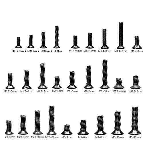 OPYTR Screw Anchors 840pcsCountersunk Flat Head Screw Set M1.2 M1.4 M1.6 M2 M2.5 M3 Glasses Computer Notebook Laptop Small Mini Screws Kit Anchors