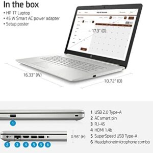 New HP 17.3" FHD IPS Display Laptop, 11th Gen Quad-Core Intel Core i5-1135G7(Beats i7-8500), Backlit Keyboard, Bundle with HDMI, Windows 11 Home, Silver (8GB|256GB SSD)