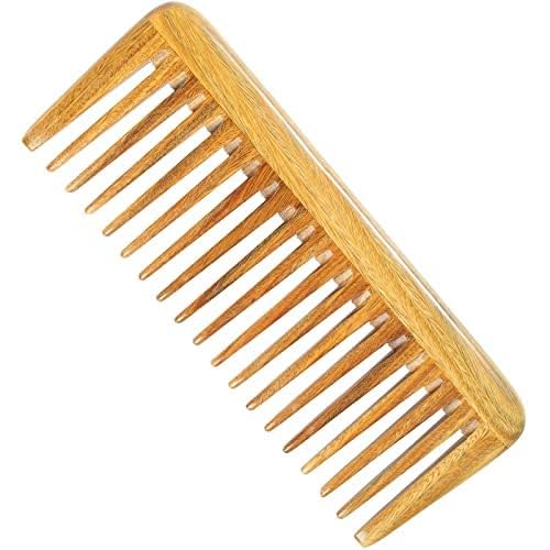 Onedor Handmade 100% Natural Green Sandalwood Hair Combs - Anti-Static Sandalwood Scent Natural Hair Detangler Wooden Comb (Extra Wide Tooth Pocket Comb)