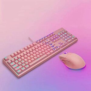 wuyuesun gaming keyboard and mouse set optical magnetic mechanical keyboard mouse usb headset, pink