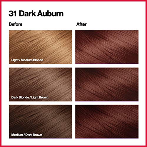 Permanent Hair Color by Revlon, Permanent Red Hair Dye, Colorsilk with 100% Gray Coverage, Ammonia-Free, Keratin and Amino Acids, Red Shades, 31 Dark Auburn (Pack of 3)