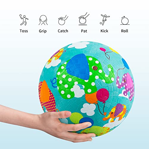 ZOOJOY Cartoon Playground Balls for Kids & Toddlers, 8.5" Rubber Kickballs Bouncy Ball Toys Indoor/Outdoor Ball Games, School Recess Balls with Pump