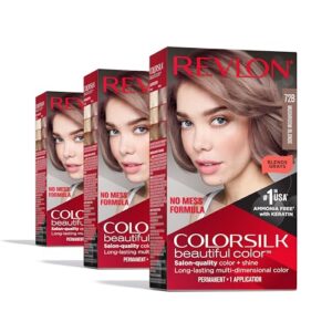 revlon permanent hair color, permanent blonde hair dye, colorsilk with 100% gray coverage, ammonia-free, keratin and amino acids, blonde shades (pack of 3)