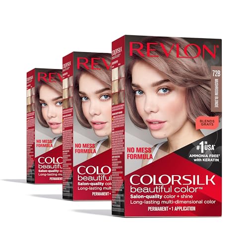 Revlon Permanent Hair Color, Permanent Blonde Hair Dye, Colorsilk with 100% Gray Coverage, Ammonia-Free, Keratin and Amino Acids, Blonde Shades (Pack of 3)