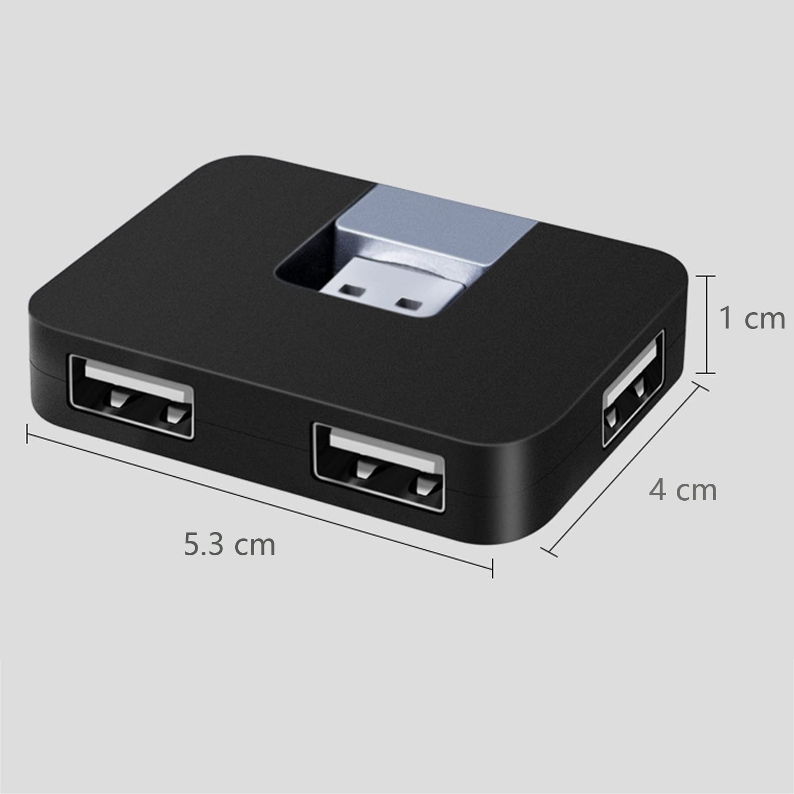 USB Hub 2.0 Mini Creative U Shape Hub with 4-Port USB for PC Laptop USB Data Transfer, Black