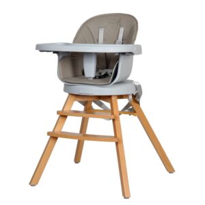 bebehut 360° swivel baby high chair for infants and toddlers, solid beech wood frame, dishwasher safe tray & tray insert (cappuccino)