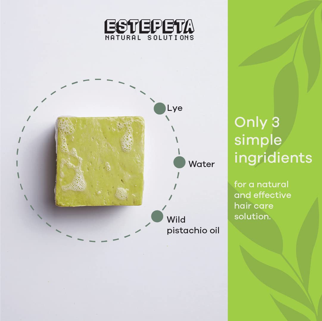 ESTEPETA | Shampoo Bar | Natural Hair and Skin Wash | All-in-one Cleanser | Wild Pistachio | 100% Vegan | 5.29oz