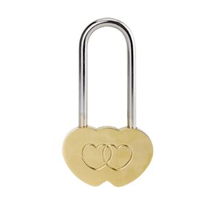 veyocilk 3.5" 50mm love lock double heart padlock without key for lovers wedding,valentines,anniversary,travel(no key)