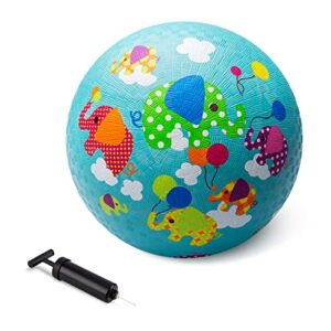 zoojoy cartoon playground balls for kids & toddlers, 8.5" rubber kickballs bouncy ball toys indoor/outdoor ball games, school recess balls with pump