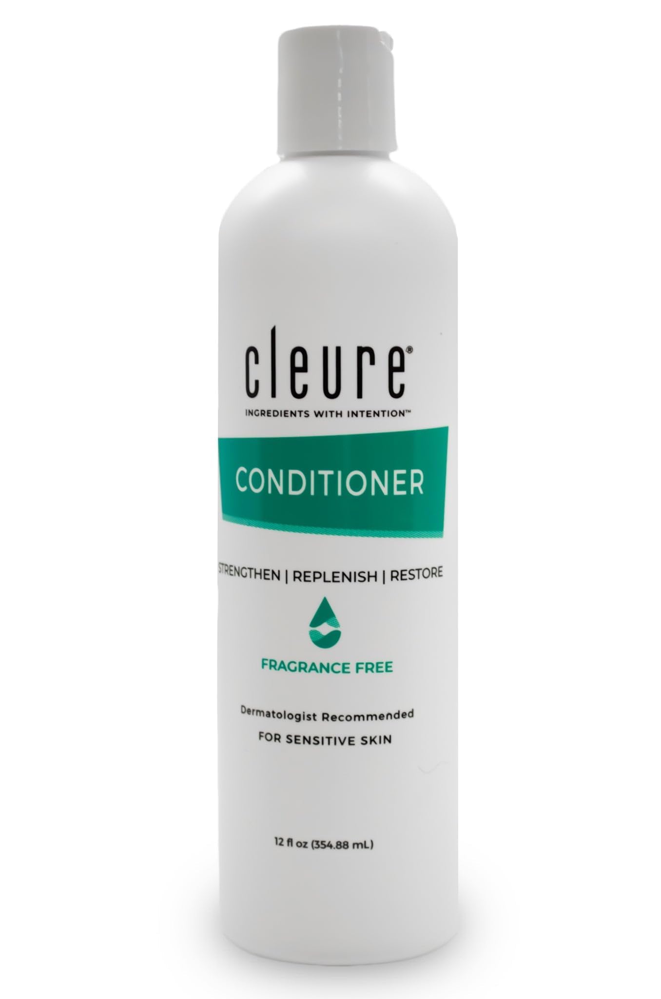 Cleure Hydrating Fragrance Free Conditioner - Hypoallergenic, SLS Free & Paraben Free - Unscented (12 Fl Oz, Pack of 1)