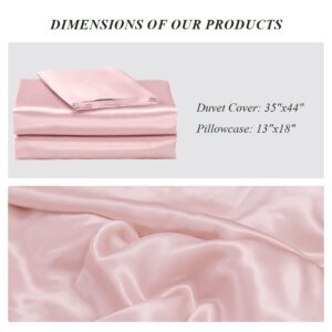 PROMEED Real 22 Momme Silk Baby Crib Duvet Cover Set with Toddler Size Silk Pillowcase, 100% Grade 6A Natural Mulberry Silk Crib Bedding Sets for Boys/Girls (Pink, Crib)