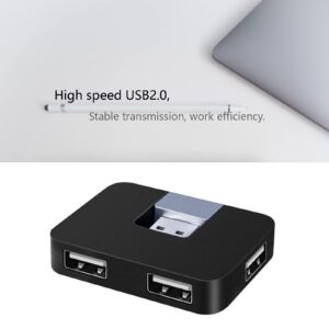 USB Hub 2.0 Mini Creative U Shape Hub with 4-Port USB for PC Laptop USB Data Transfer, Black