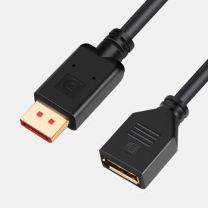 FUJIAXUN Displayport Extension Cable 1FT,4K DP Extender Cable(4K@60Hz,2K@144Hz, 2K@165Hz), Straight DP Male to DP Female 1.2 Cable,Compatible with Computer Desktop Laptop PC Monitor (Type-s)