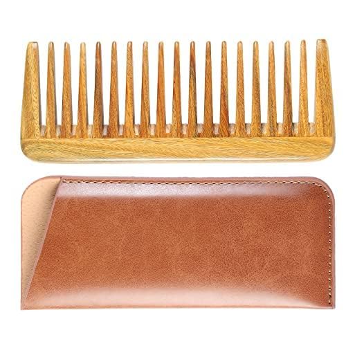 Onedor Handmade 100% Natural Green Sandalwood Hair Combs - Anti-Static Sandalwood Scent Natural Hair Detangler Wooden Comb (Extra Wide Tooth Pocket Comb)