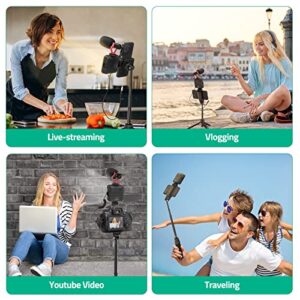 Smartphone Video Vlogging Kit with LED Light, Phone Holder, Microphone, Tripod, Carry Bag, TECELKS YouTube Starter Kit for iPhone/Android, Content Creator Kit for Video Recording Vlogging(Black)