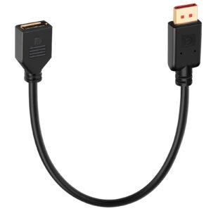 fujiaxun displayport extension cable 1ft,4k dp extender cable(4k@60hz,2k@144hz, 2k@165hz), straight dp male to dp female 1.2 cable,compatible with computer desktop laptop pc monitor (type-s)