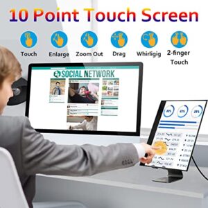 HONGO Touchscreen Portable Monitor for Laptop Computer Travel Monitor HDMI USB C FHD 1080P 14” Dual Screen with Speakers for Macbookpro Phone Switch