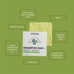 ESTEPETA | Shampoo Bar | Natural Hair and Skin Wash | All-in-one Cleanser | Wild Pistachio | 100% Vegan | 5.29oz