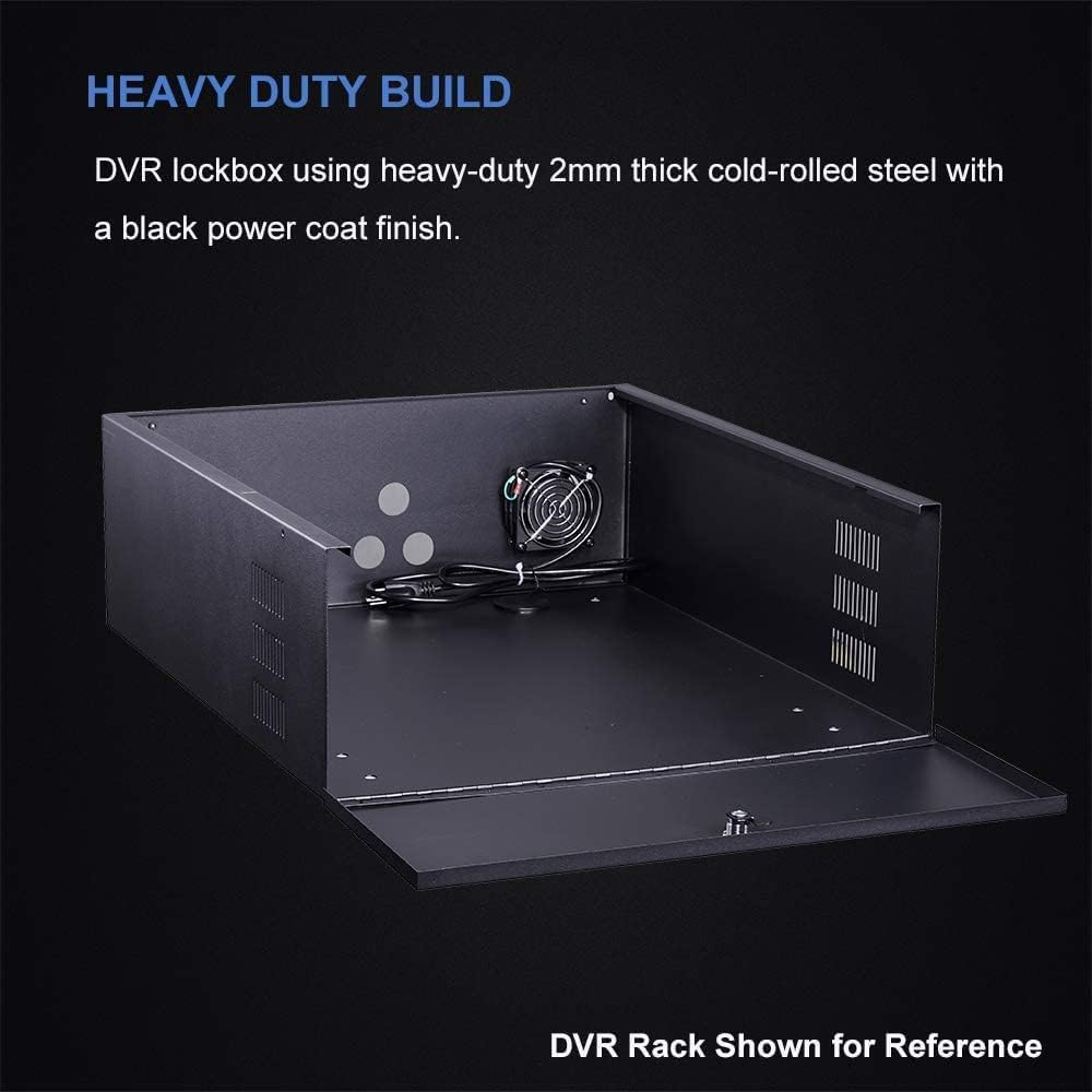 Kenuco White Heavy Duty 16 Gauge Steel DVR Security Lockbox with Fan (BK 18'' X 17.9'' X 4.96'')