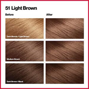 Permanent Hair Color by Revlon, Permanent Brown Hair Dye, Colorsilk with 100% Gray Coverage, Ammonia-Free, Keratin and Amino Acids, Brown Shades, 51 Light Brown (Pack of 3)