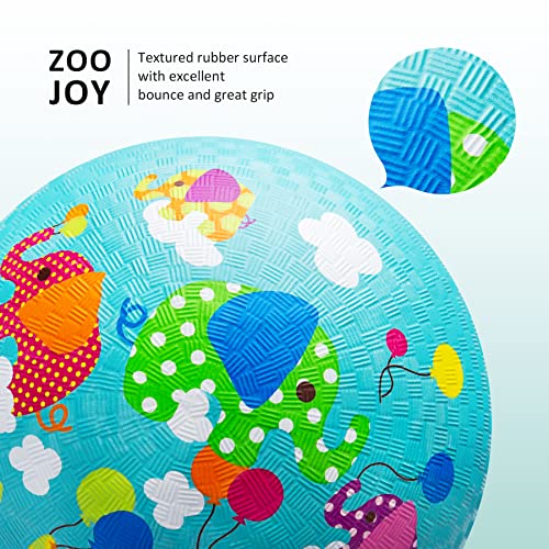 ZOOJOY Cartoon Playground Balls for Kids & Toddlers, 8.5" Rubber Kickballs Bouncy Ball Toys Indoor/Outdoor Ball Games, School Recess Balls with Pump